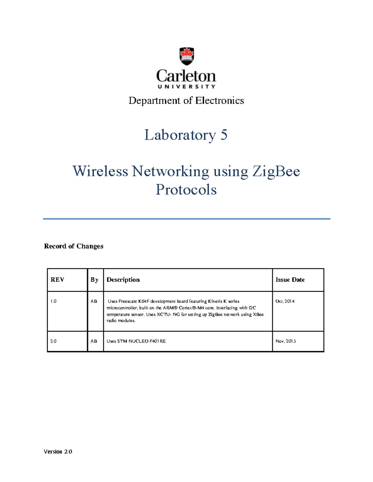 Lab5 - zgbee - microprprocessor labs - Version 2. Department of Electronics Laboratory 5 ...