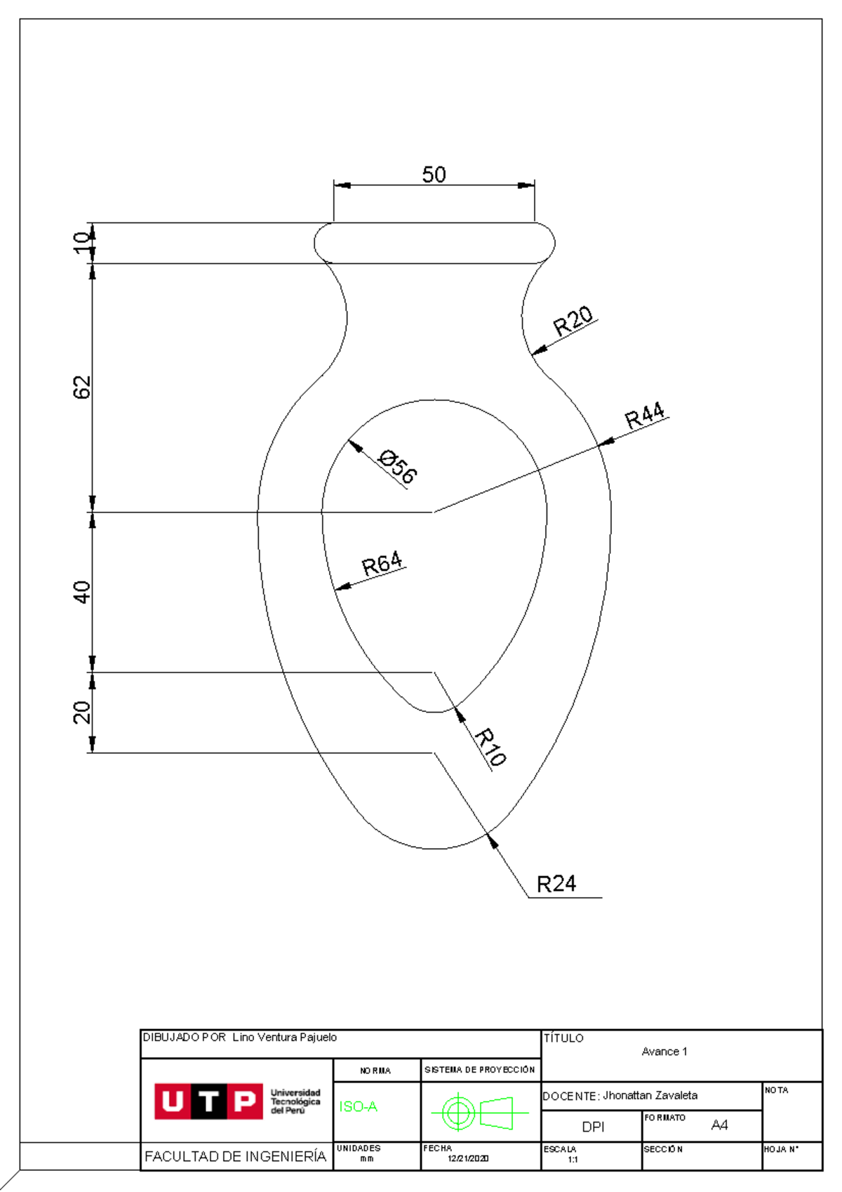 Avance-1- Rezagado - Dibujo para Ingenieria - 50 10 62 40 20 Ø R R R R ...
