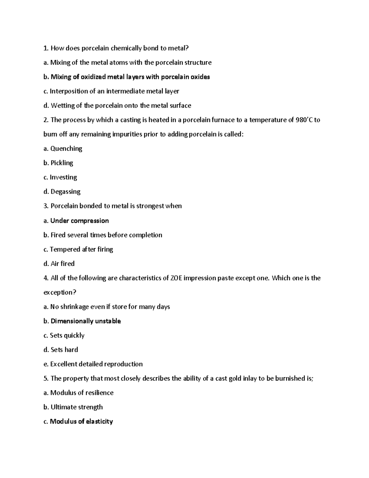 Prostho-dentmat revalida (studocu) - How does porcelain chemically bond ...