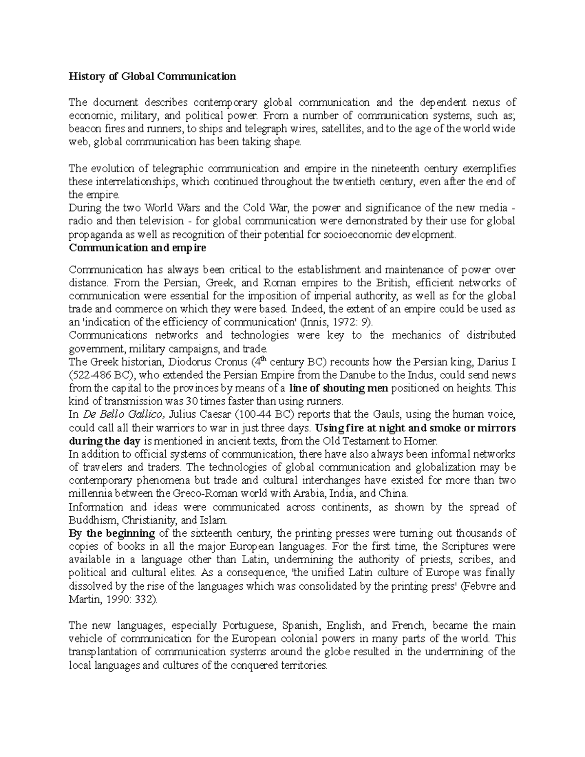2 History of Global Communication - From a number of communication ...