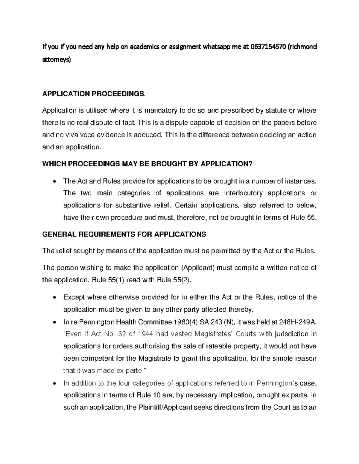 Application proceedings - If you if you need any help on academics or ...
