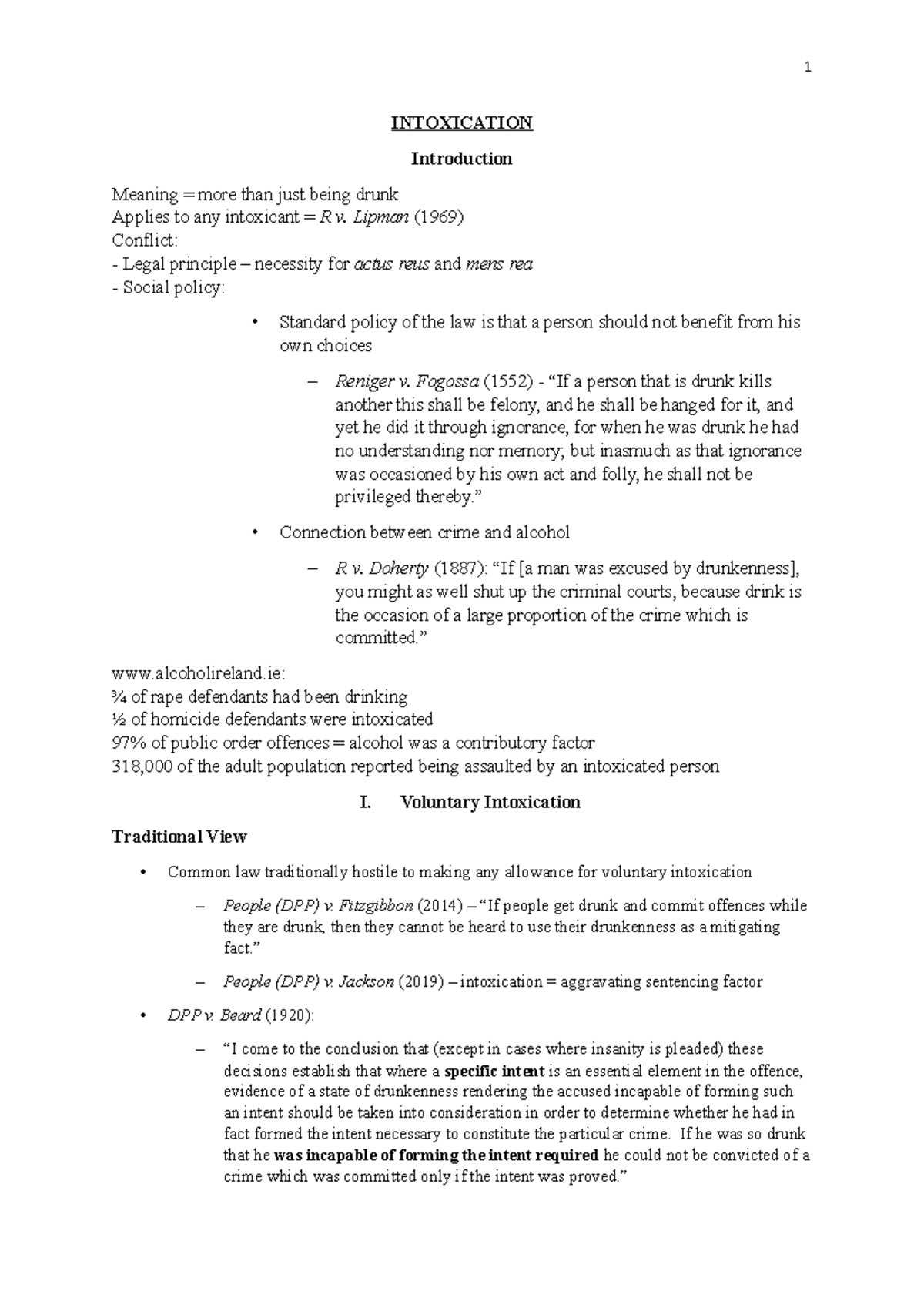Criminal Law - Intoxication - INTOXICATION Introduction Meaning = more ...