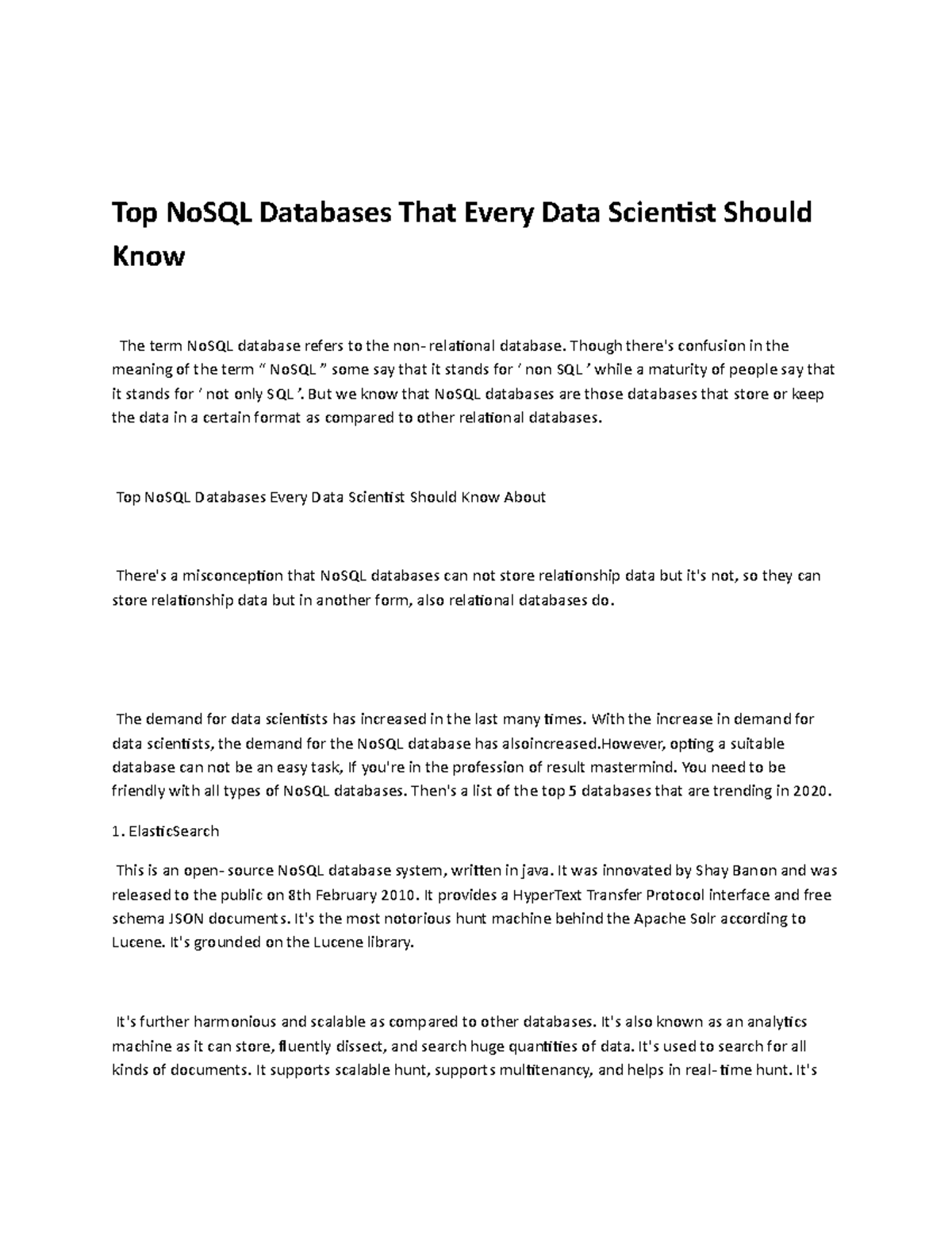 Top No SQL Databases That Every Data Scientist Should Know - Top NoSQL ...