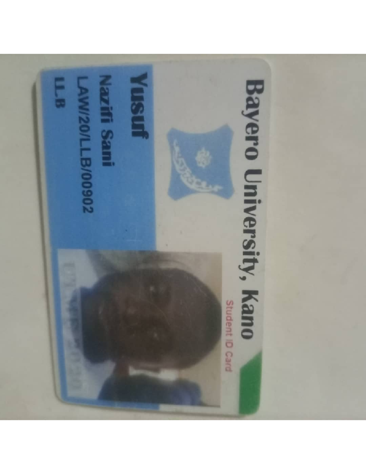 Id & Admission letter - My name is Nazifi Yusuf Sani, a three hundred ...