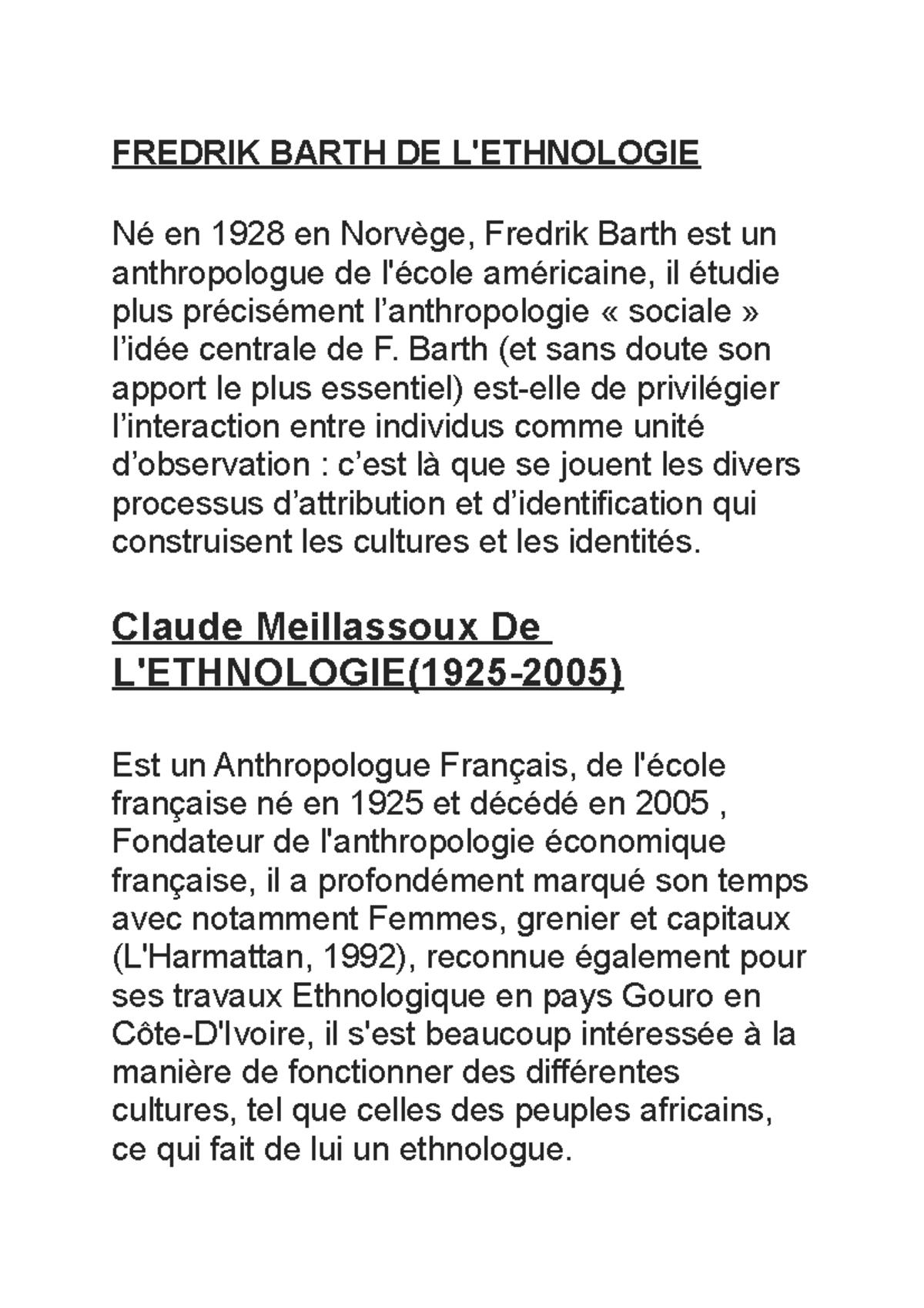 Les Auteurs et les 4 sous discipline de l'anthropologie de L'école ...