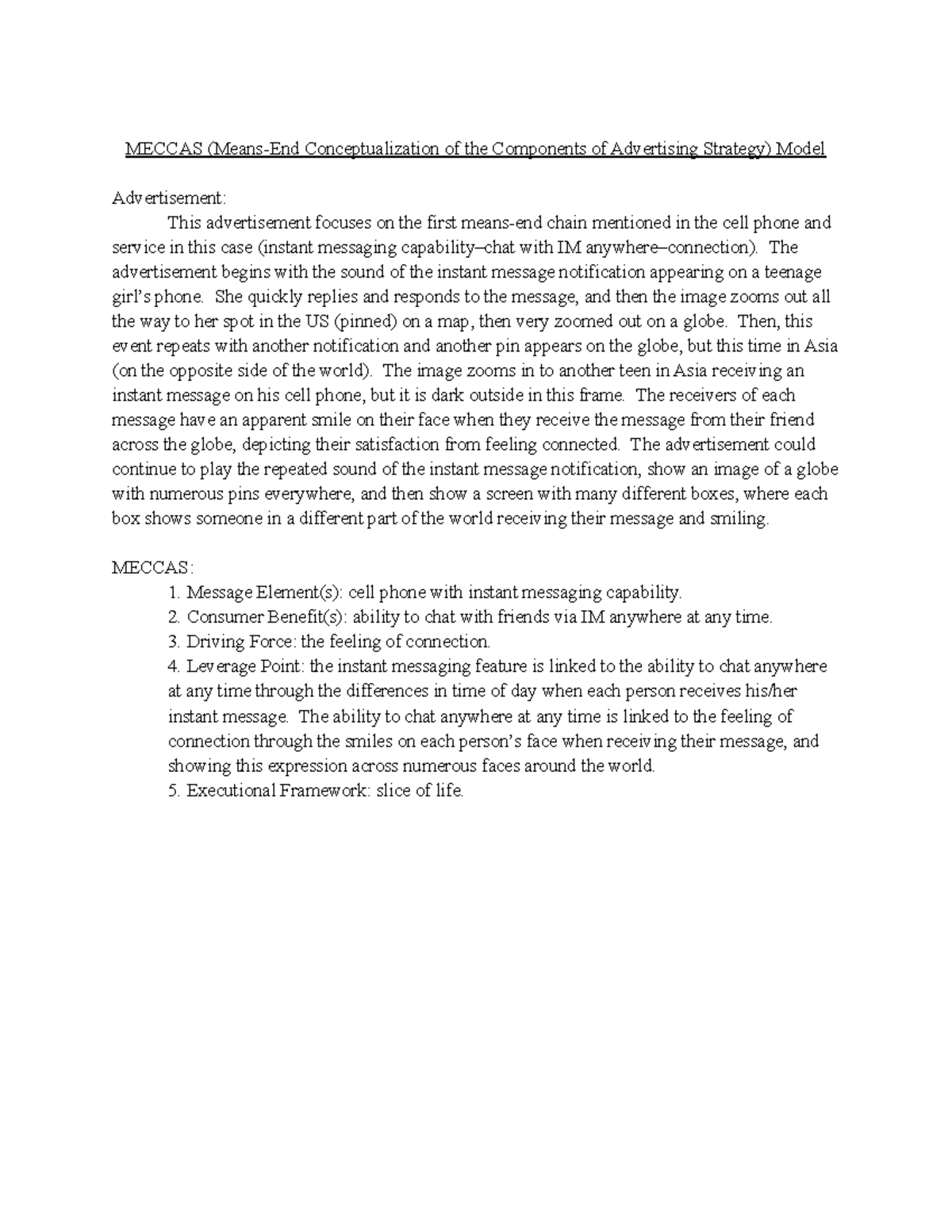 MKTG 183 Means-END Analysis—PART 2 Homework - MECCAS (Means-End ...