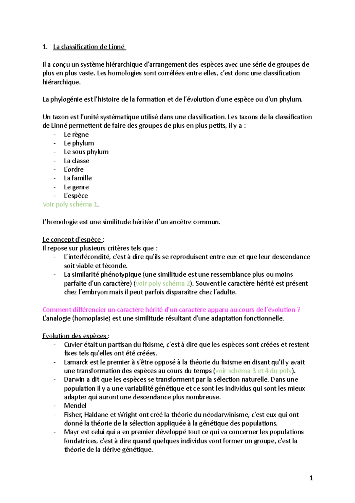 Chapitre 6 La classification de Linné - La classification de Linné Il a ...