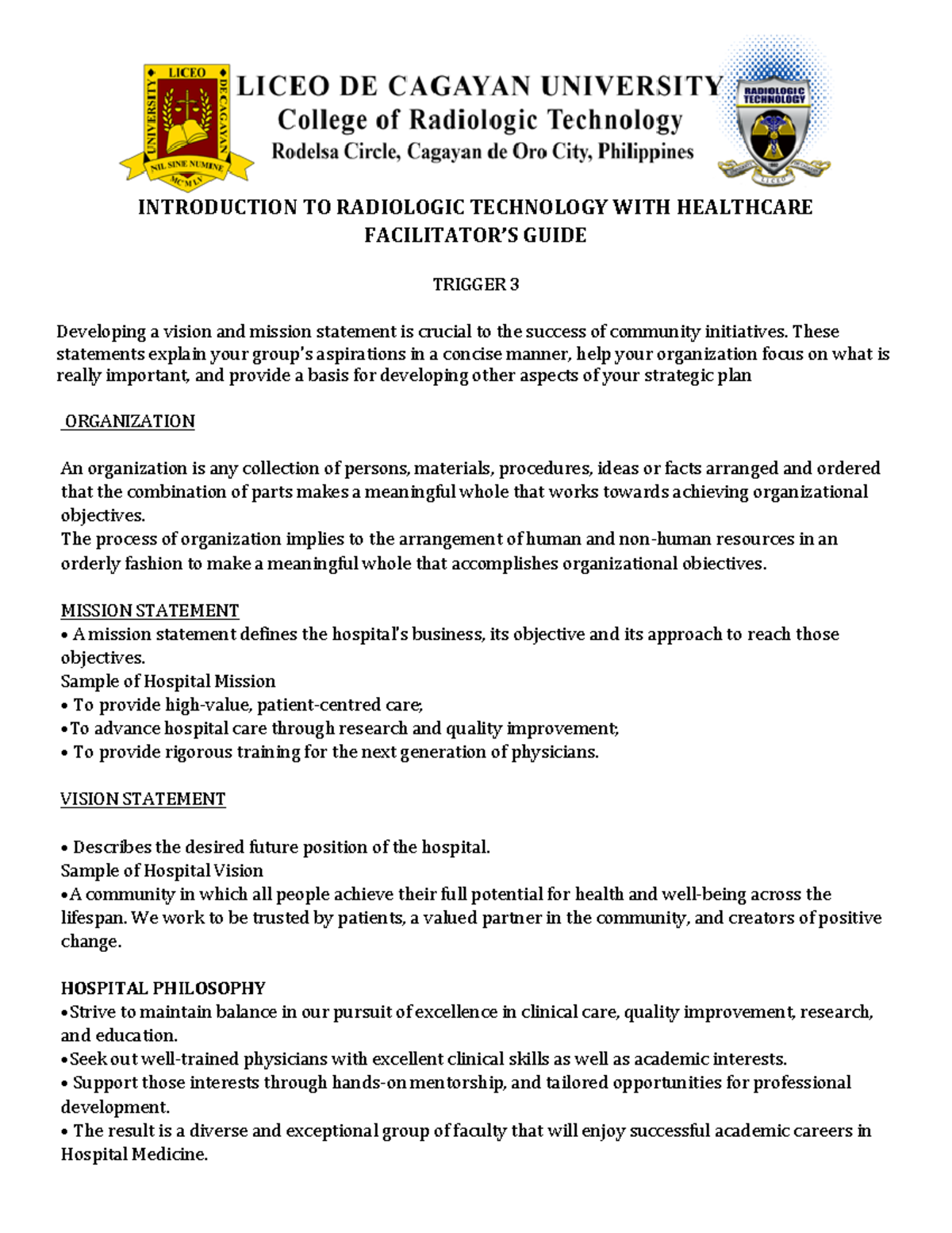 Trigger 3 FACI Guide - nothing - Physical Education - LICEO U - Studocu