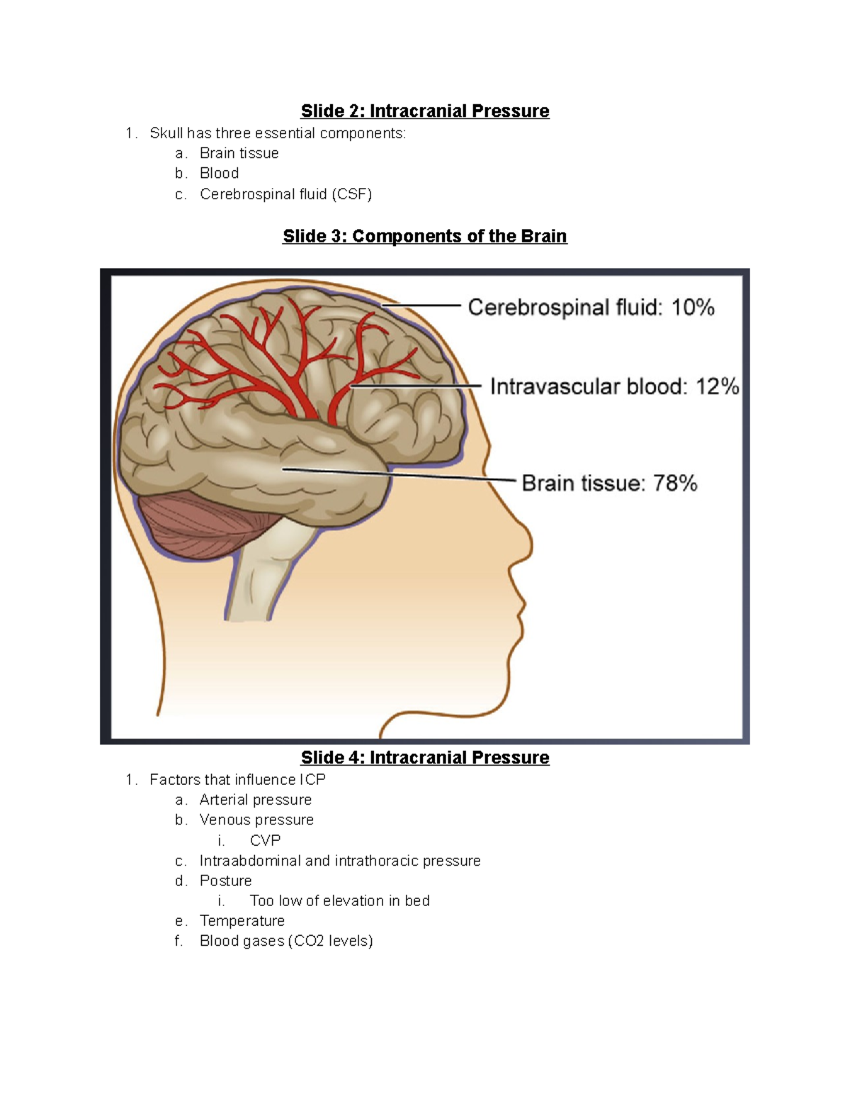 Class Notes- Unit 3 Intracranial Pressure - Slide 2: Intracranial ...