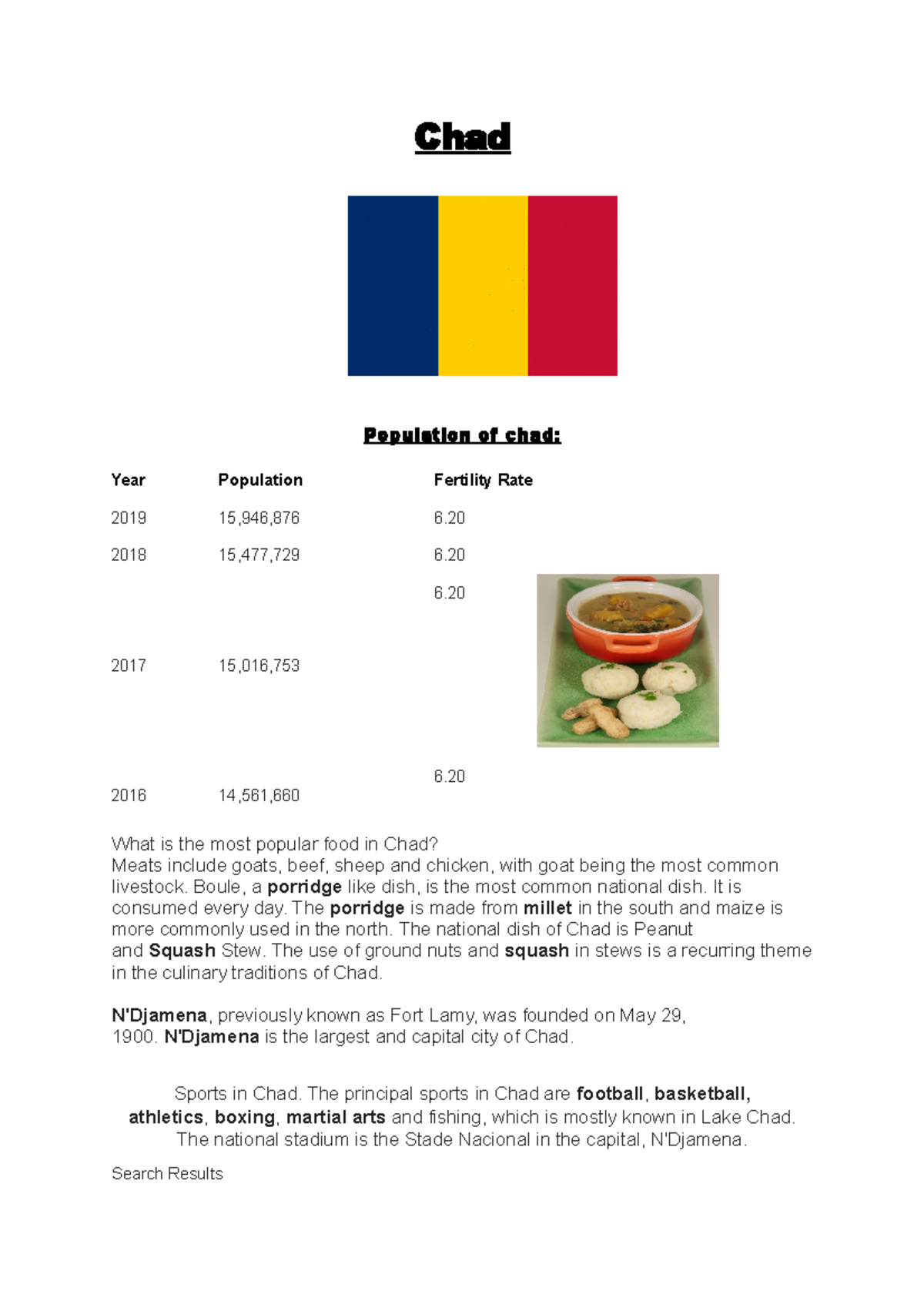 Facts about chad, showbie french - Chad Population of chad: Year ...