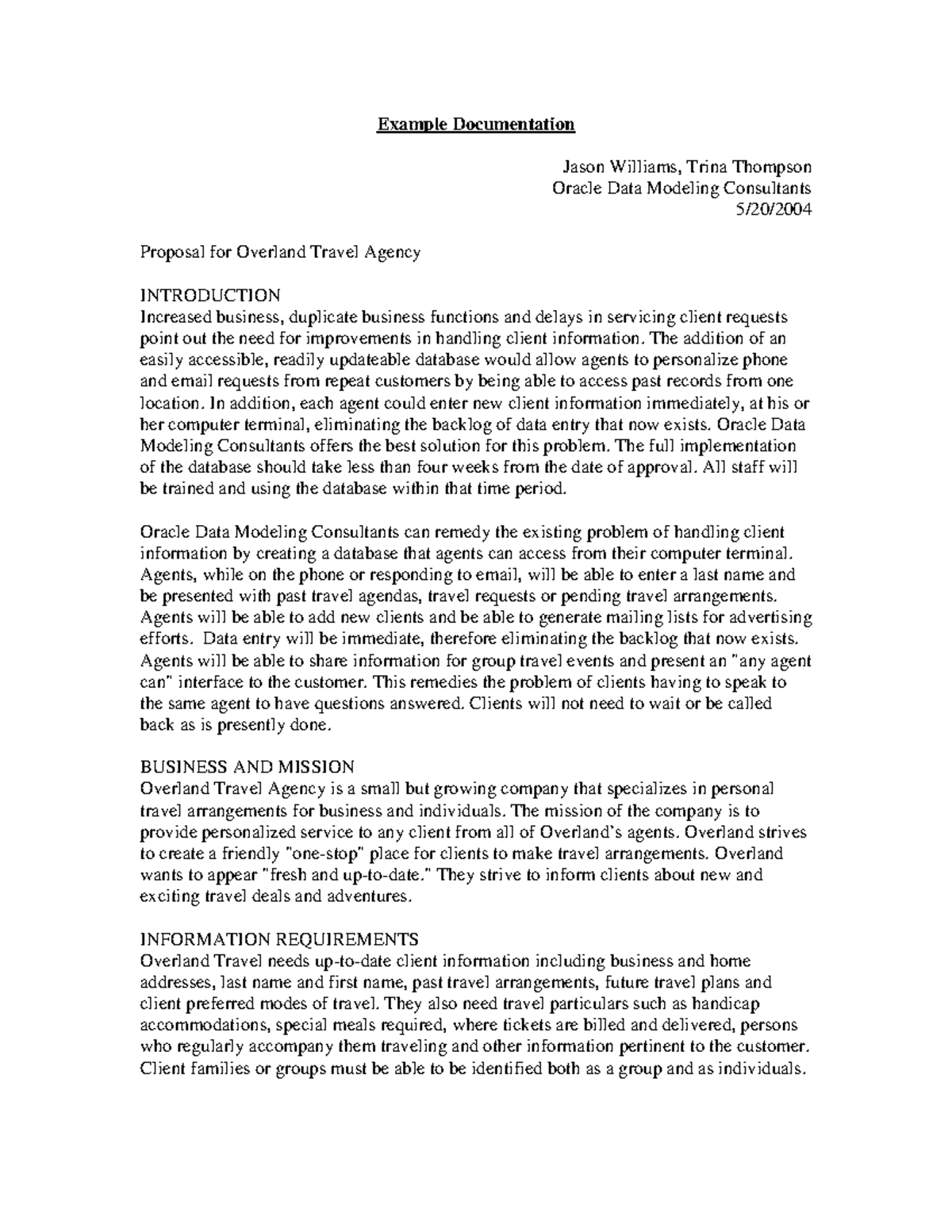 Dd example documentation - Example Documentation Jason Williams, Trina ...