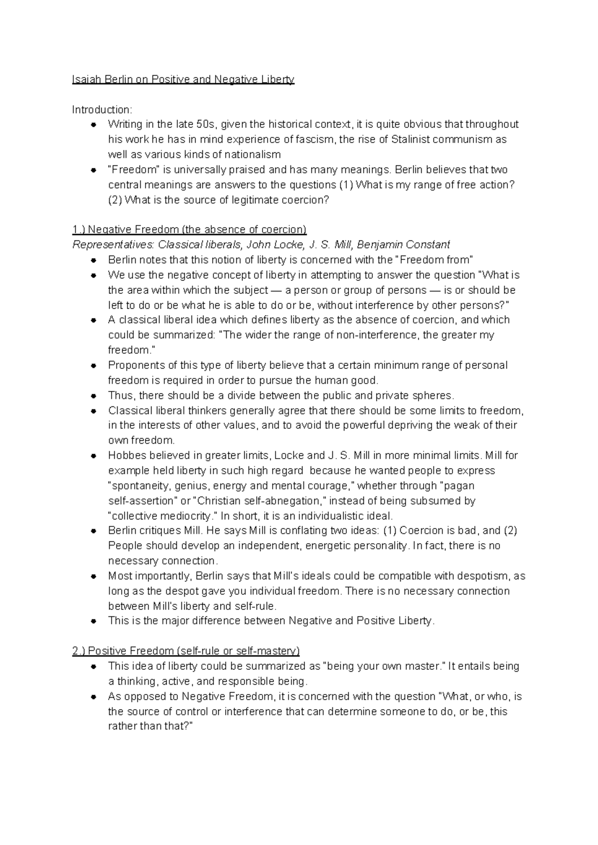 Isaiah Berlin Positive & Negative Freedom - Isaiah Berlin on Positive ...