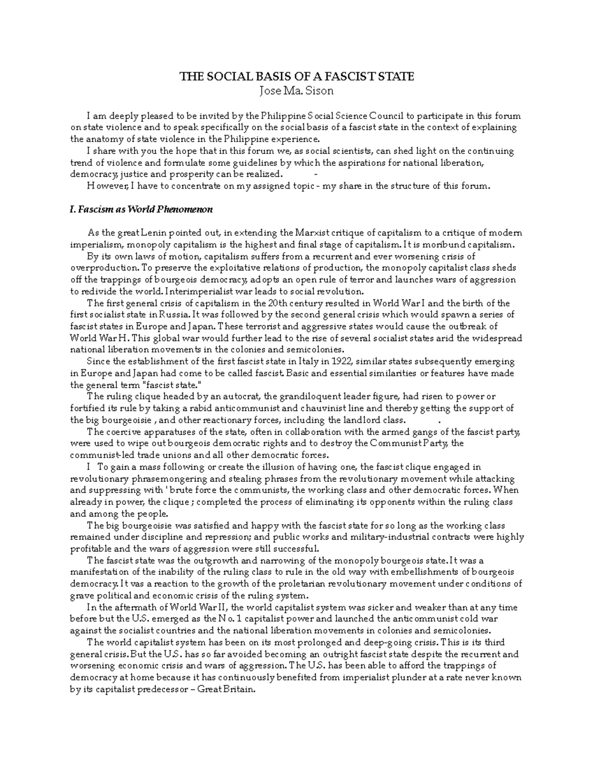 The Social Basis of a Fascist State - THE SOCIAL BASIS OF A FASCIST ...