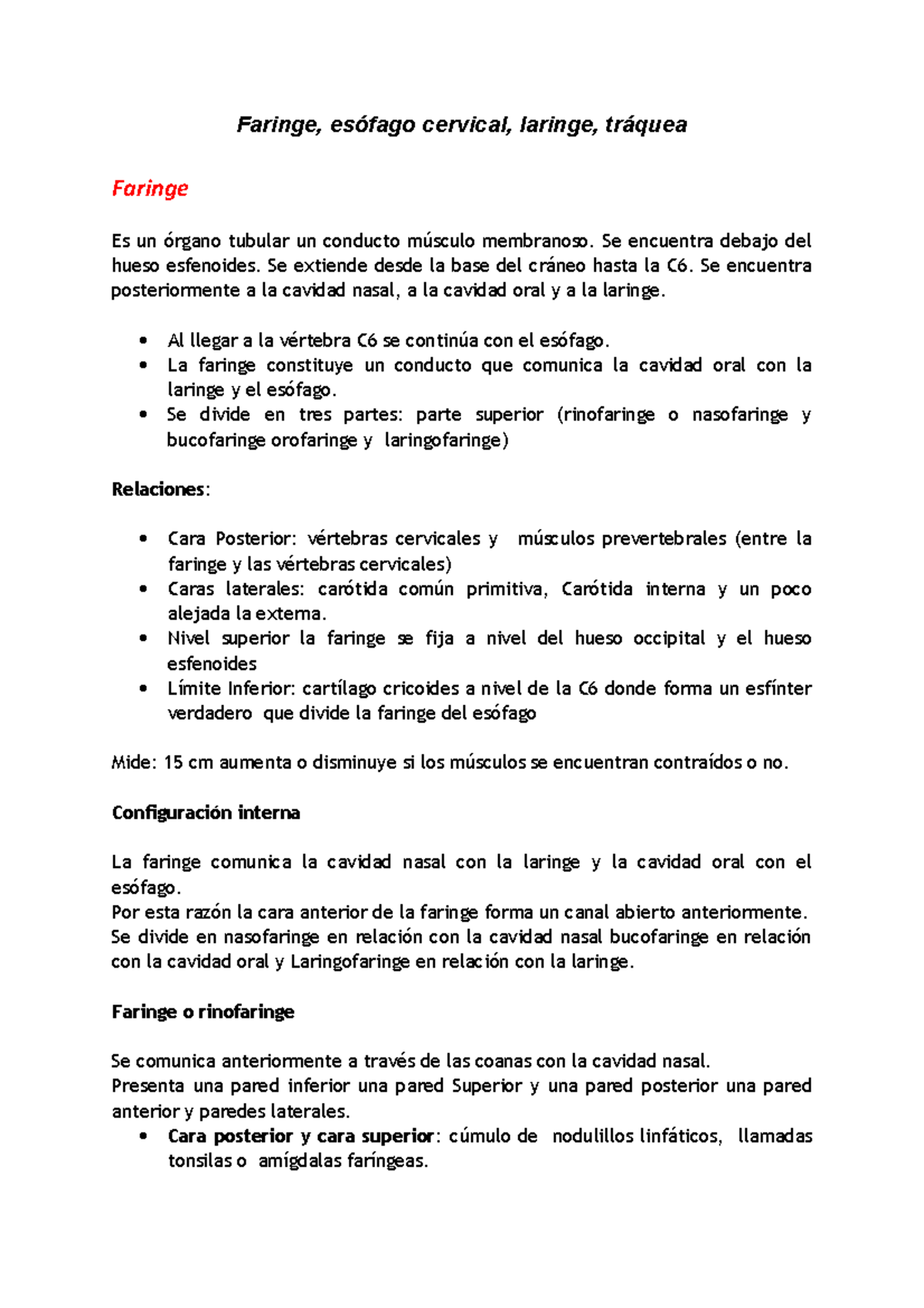 Faringe, esófago cervical, laringe, traquea - Faringe, esófago cervical ...