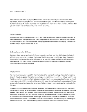 Unit 7 Business Decision Making - Copy - Unit 7 Business Decision ...