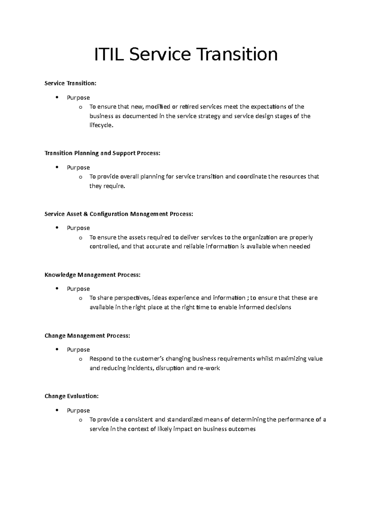 ITIL Service Transition - ITIL Service Transition Service Transition ...