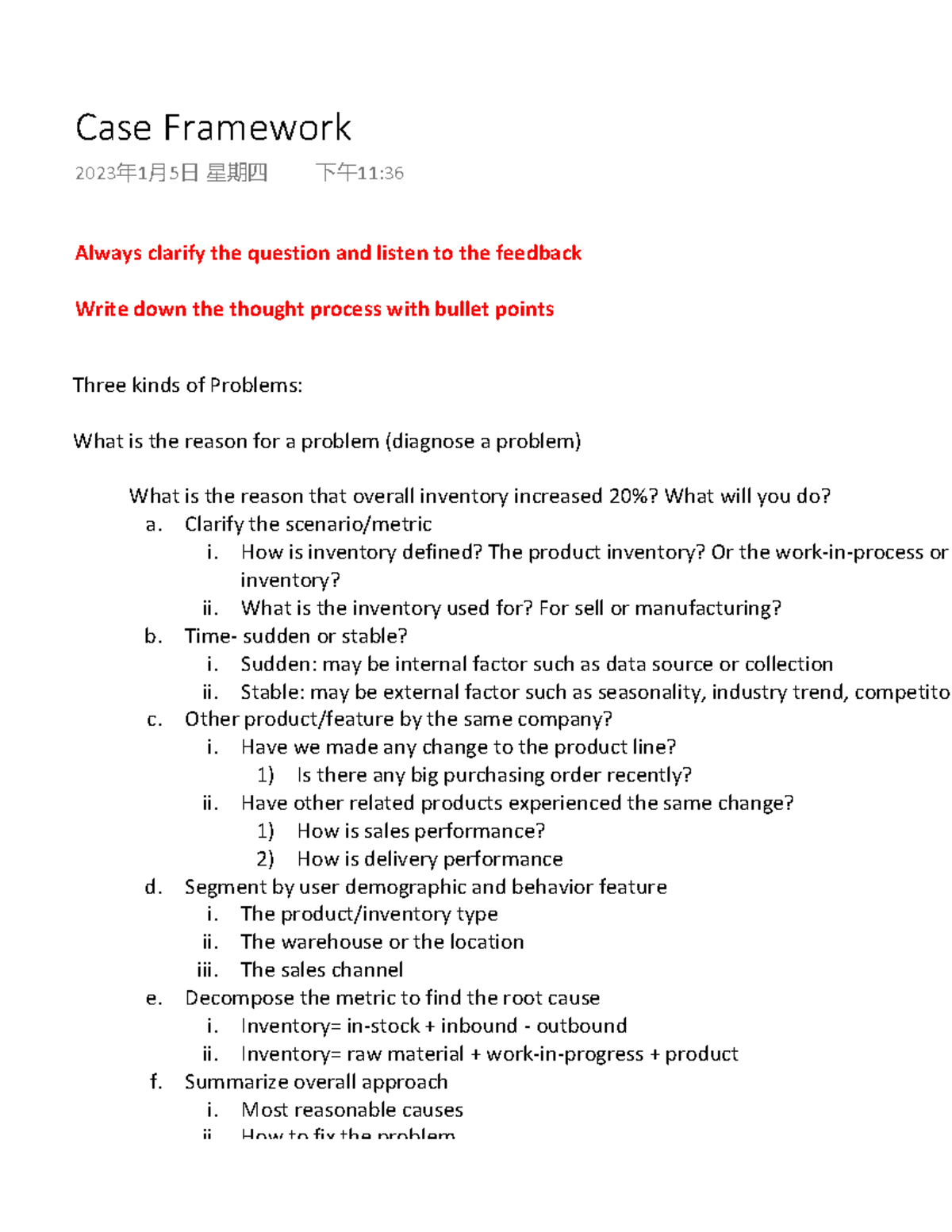 Case Framework - Three kinds of Problems: What is the reason for a ...