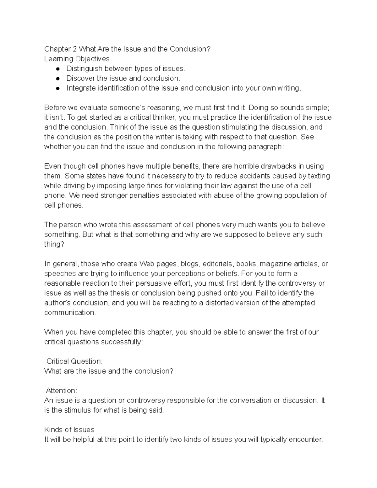 Chapter 2 Section 1 Soc 3 - Chapter 2 What Are the Issue and the ...