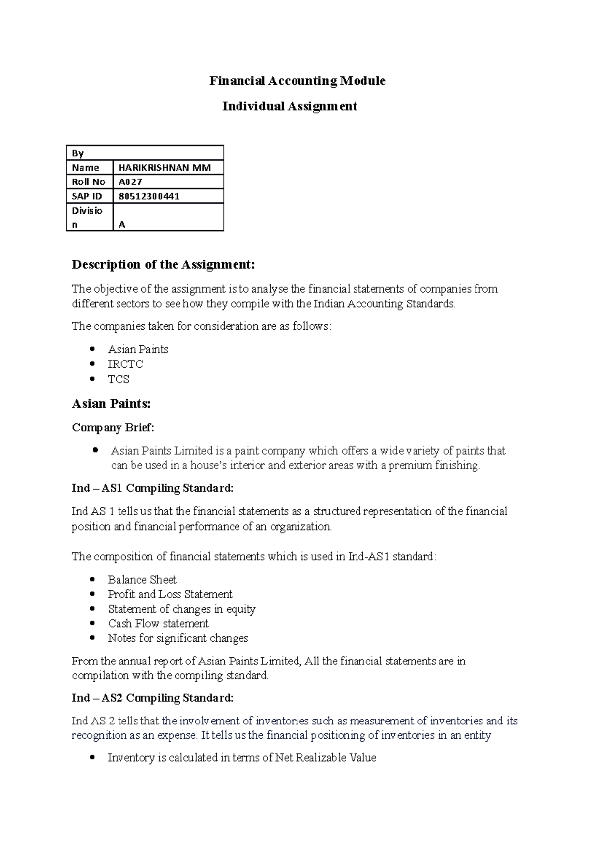FAMA Assignment - Financial Accounting Module Individual Assignment By ...