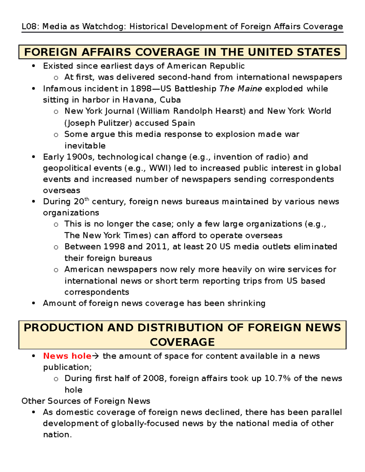 L08 Foreign Affairs Coverage - L08: Media as Watchdog: Historical ...