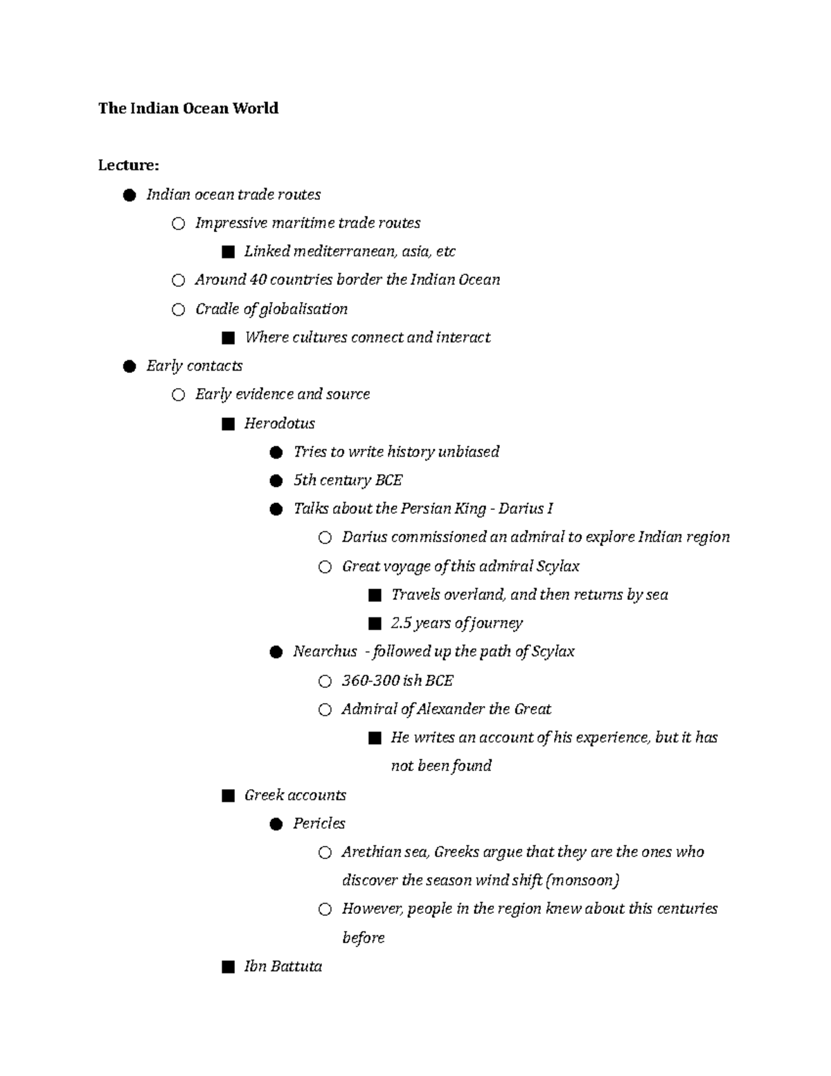 Notes Week 10 (The Indian Ocean World) - The Indian Ocean World Lecture ...