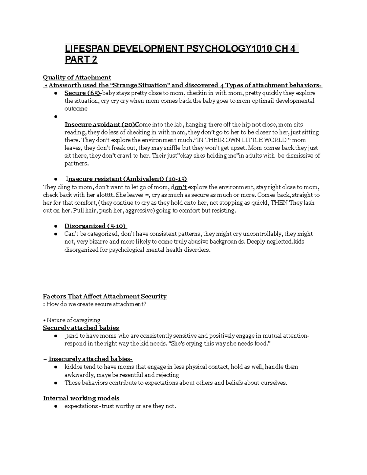 Lifespan Development Psychology 1010 CH 4 PART 2 - LIFESPAN DEVELOPMENT ...