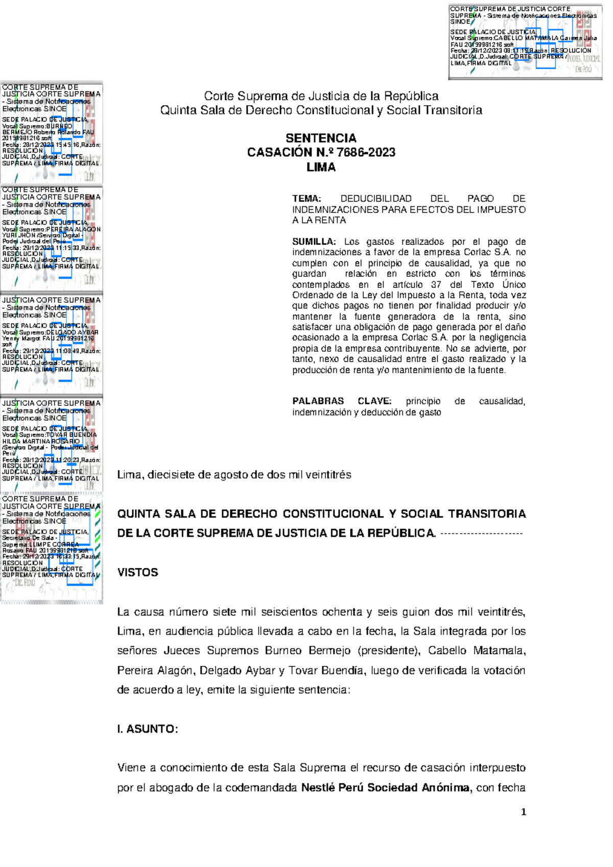 2. 7686-2023 Indemnización - Quinta Sala de Derecho Constitucional y Social Transitoria ...