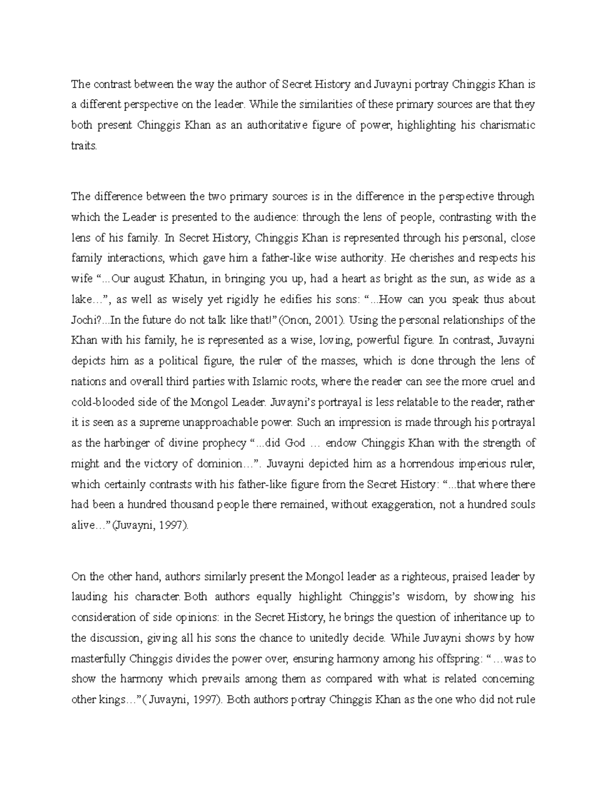 RP 2:2 - Response paper example 2/2 - The contrast between the way the ...