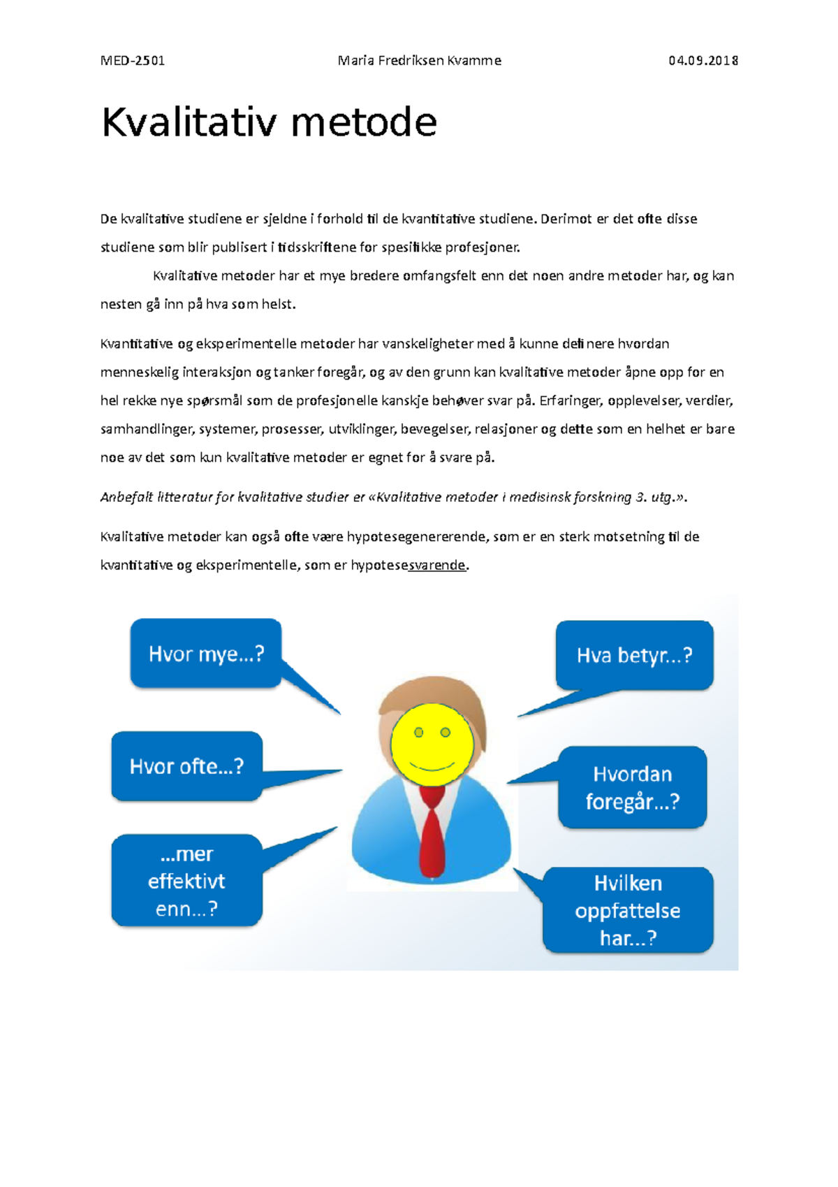 Kvalitativ metode - Foredragsnotater Delemne 2.1 - Forelesning 29 - MED ...