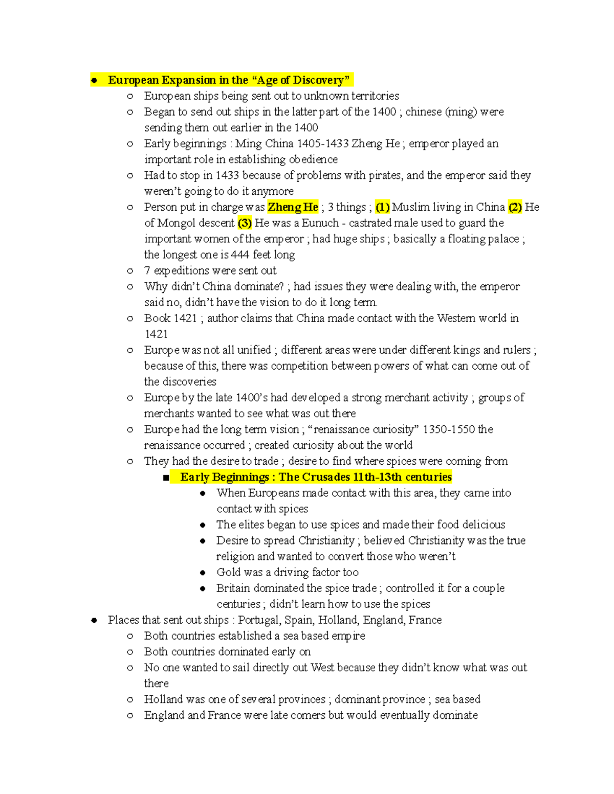 Week 1 - week one of notes for early modern to contemporary world ...