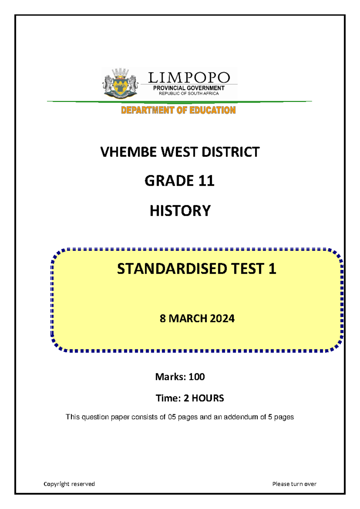 Gr. 11 QP - Question papeR Grade 11 - GRADE 10 VHEMBE WEST DISTRICT ...