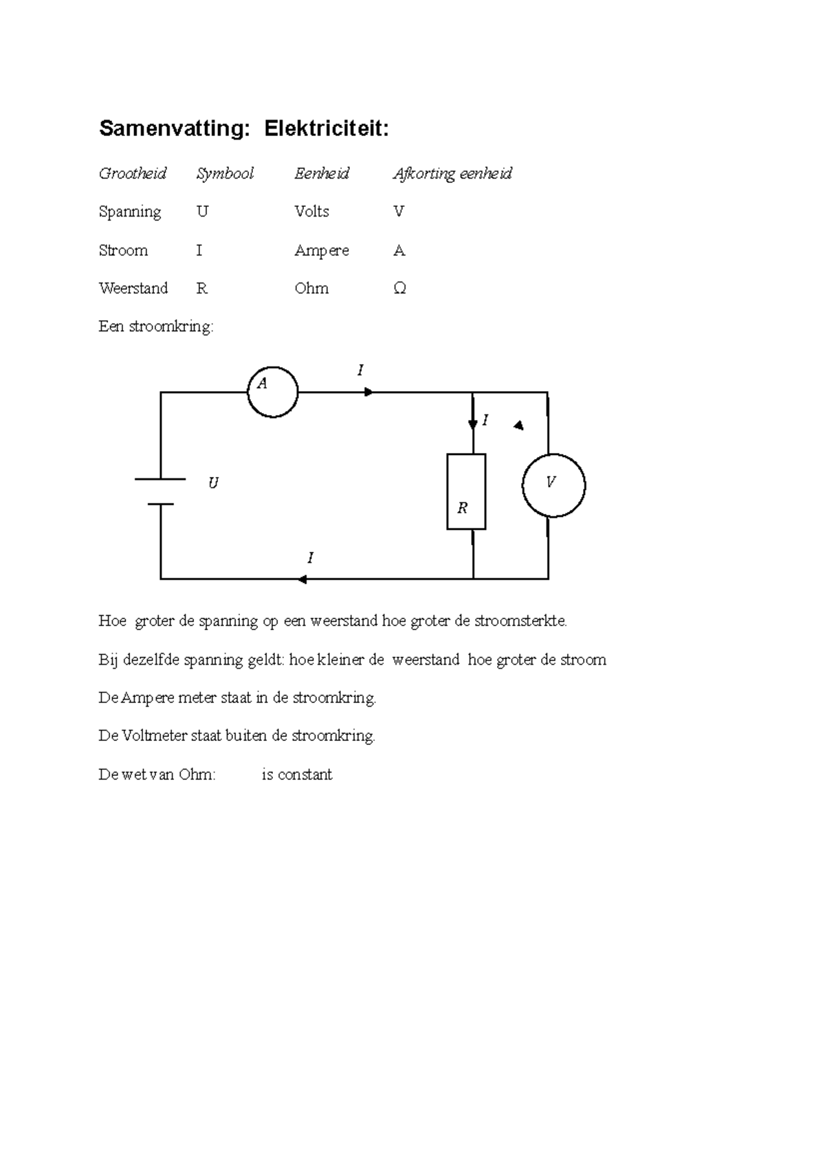 Samenvatting Elektriciteit KTHV4 - Samenvatting: Elektriciteit ...