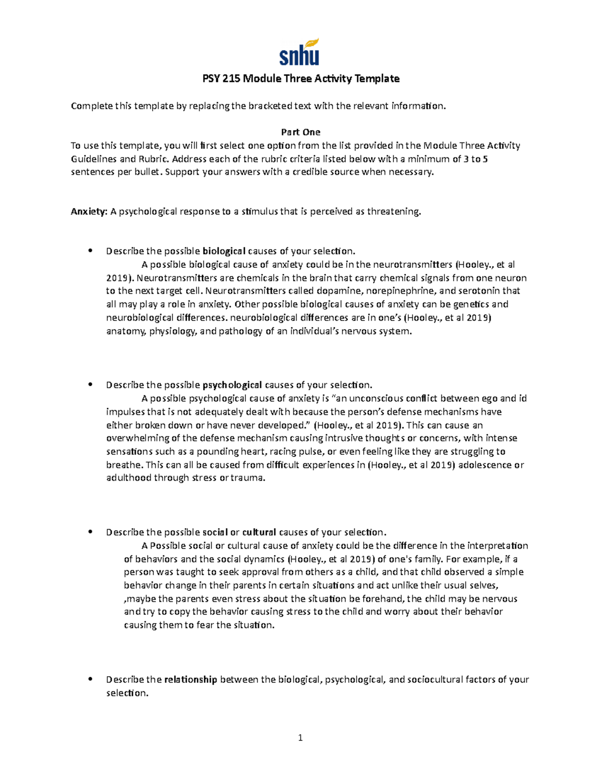 1 PSY 215 Module Three Activity Template - PSY 215 Module Three ...