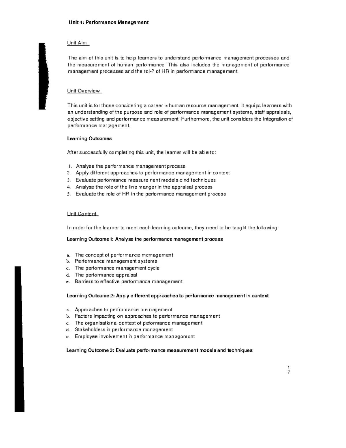 Performance Management - This also includes the management of performance management processes ...