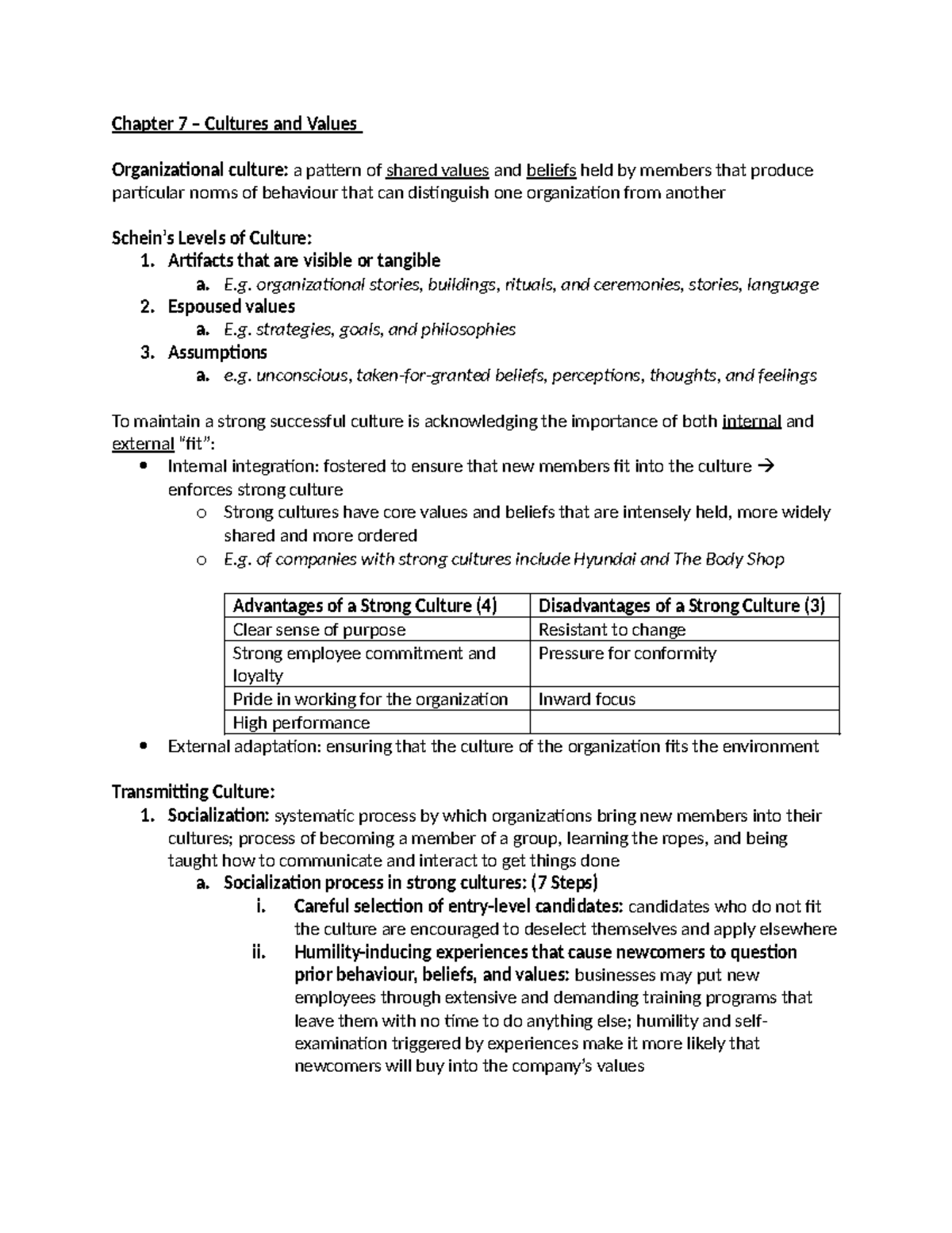 OB W7 Chapter 16 (Cultures and Values) - Chapter 7 – Cultures and ...