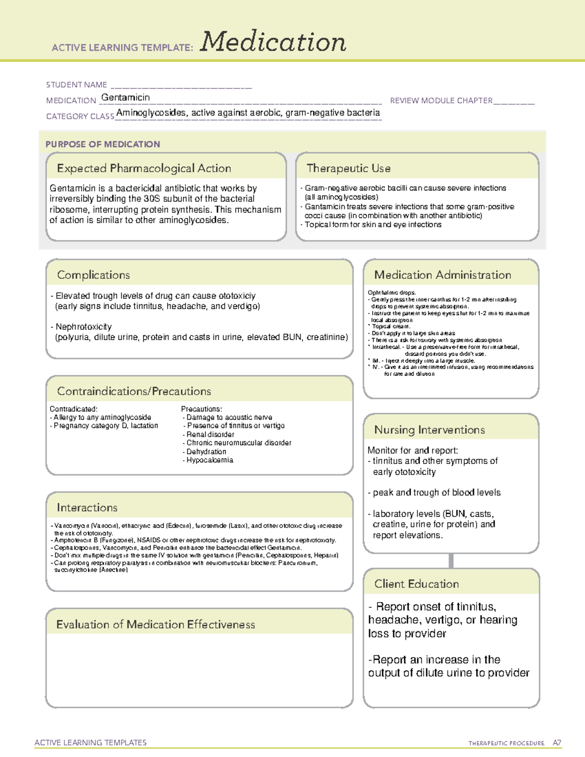 Week 2 - Gentamyin - drug template - ACTIVE LEARNING TEMPLATES ...