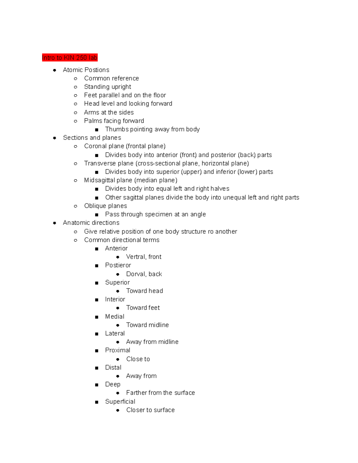 KIN 250 Lab Notes - a little more background knowledge and basic form ...