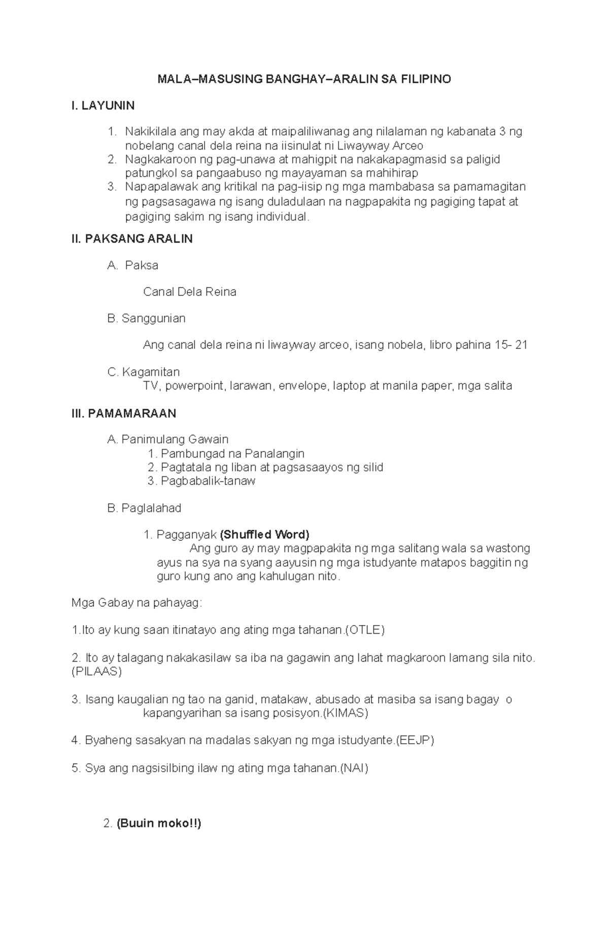 DEMO SA April 17 - MALA–MASUSING BANGHAY–ARALIN SA FILIPINO I. LAYUNIN ...