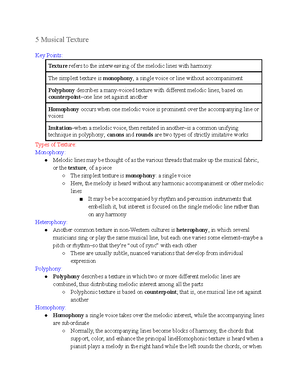 6 Musical Form - Textbook Notes - 6 Musical Form: Key Points: Form is ...