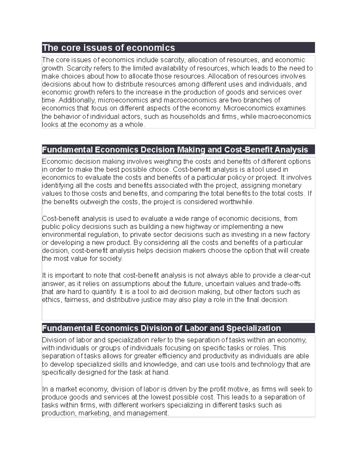 The core issues of economics - Scarcity refers to the limited ...