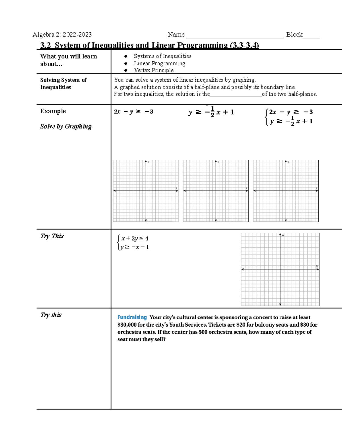 3.2 Notes Algebra 2 - Algebra 2: 2022-2023 Name ...