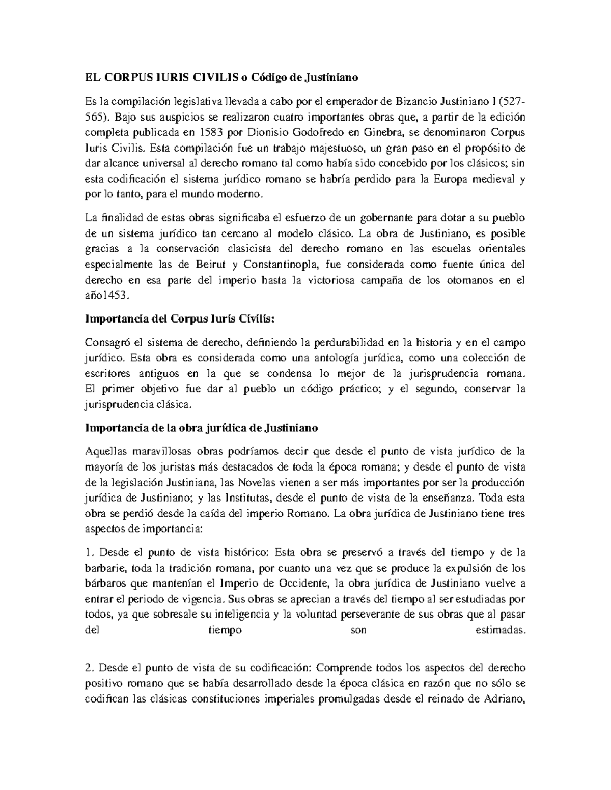 EL Corpus Iuris Civilis o Código de Justiniano - EL CORPUS IURIS ...