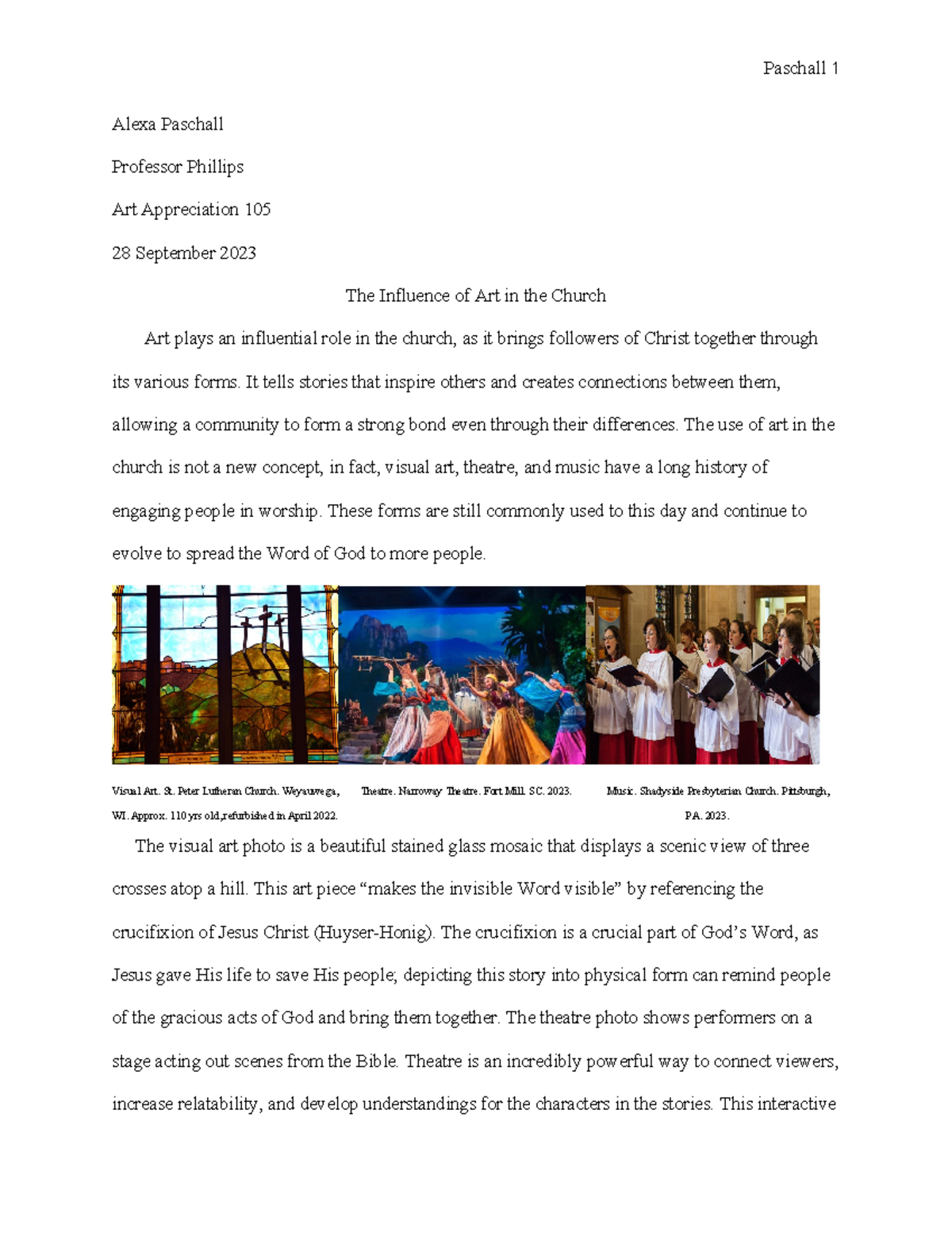 ARTS105-B11 analysis paper assignment - Alexa Paschall Professor ...