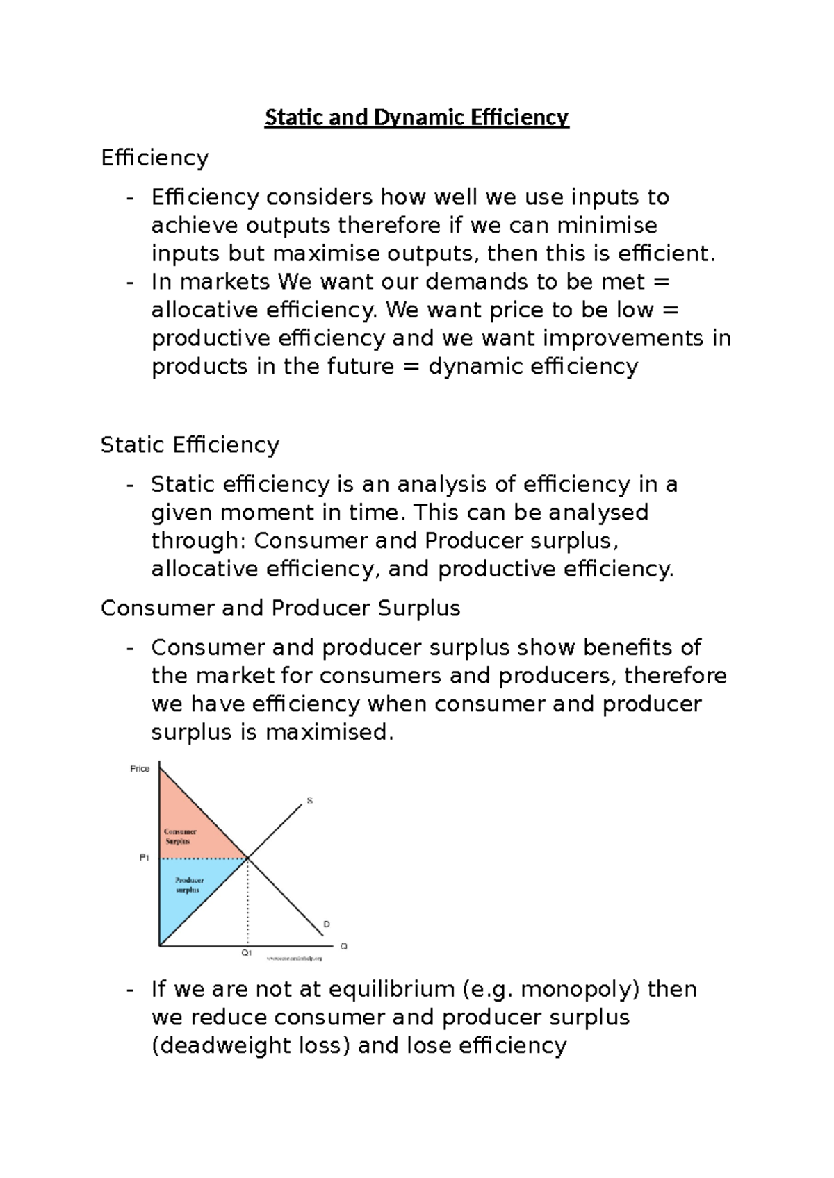Static and Dynamic Efficiency - Static and Dynamic Efficiency ...