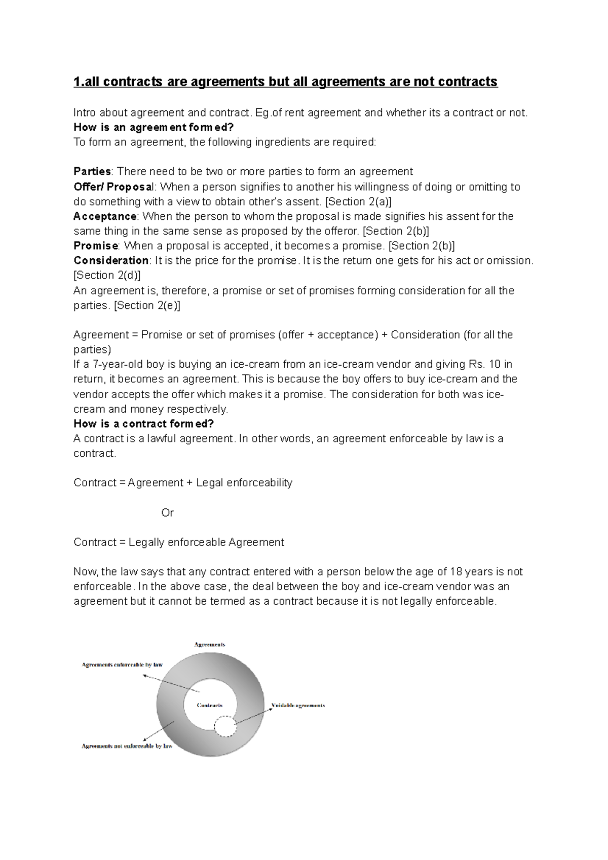 Contract imp topics - 1 contracts are agreements but all agreements are not contracts Intro ...