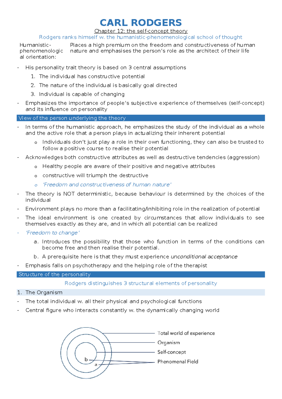 Carl Rodgers - Notes from book and lecture slides - CARL RODGERS ...