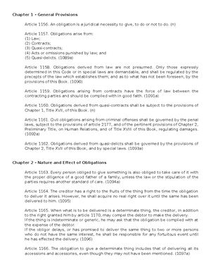 Obli - De leon - Obligation and Contract by De Leon - 1 1 TITLE I OBLIGATIONS (Arts. 1156-1304 ...