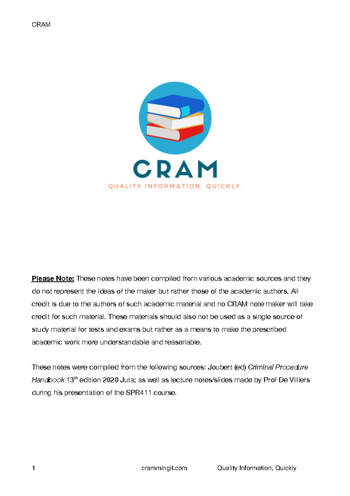 SPR Sem Test Subject 3-6 - Please Note: These notes have been compiled ...