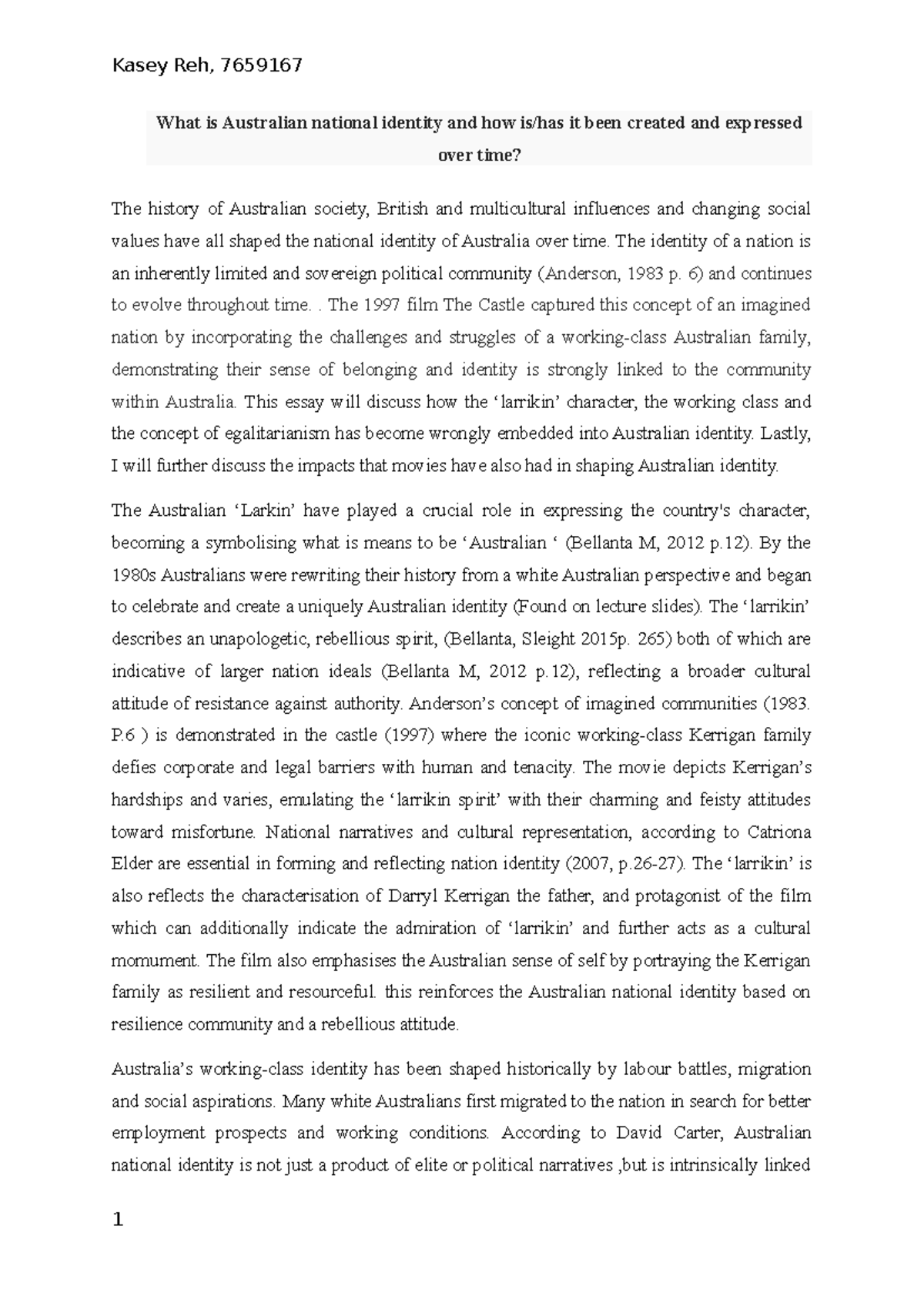 Australian Studies Assignment - What is Australian national identity ...