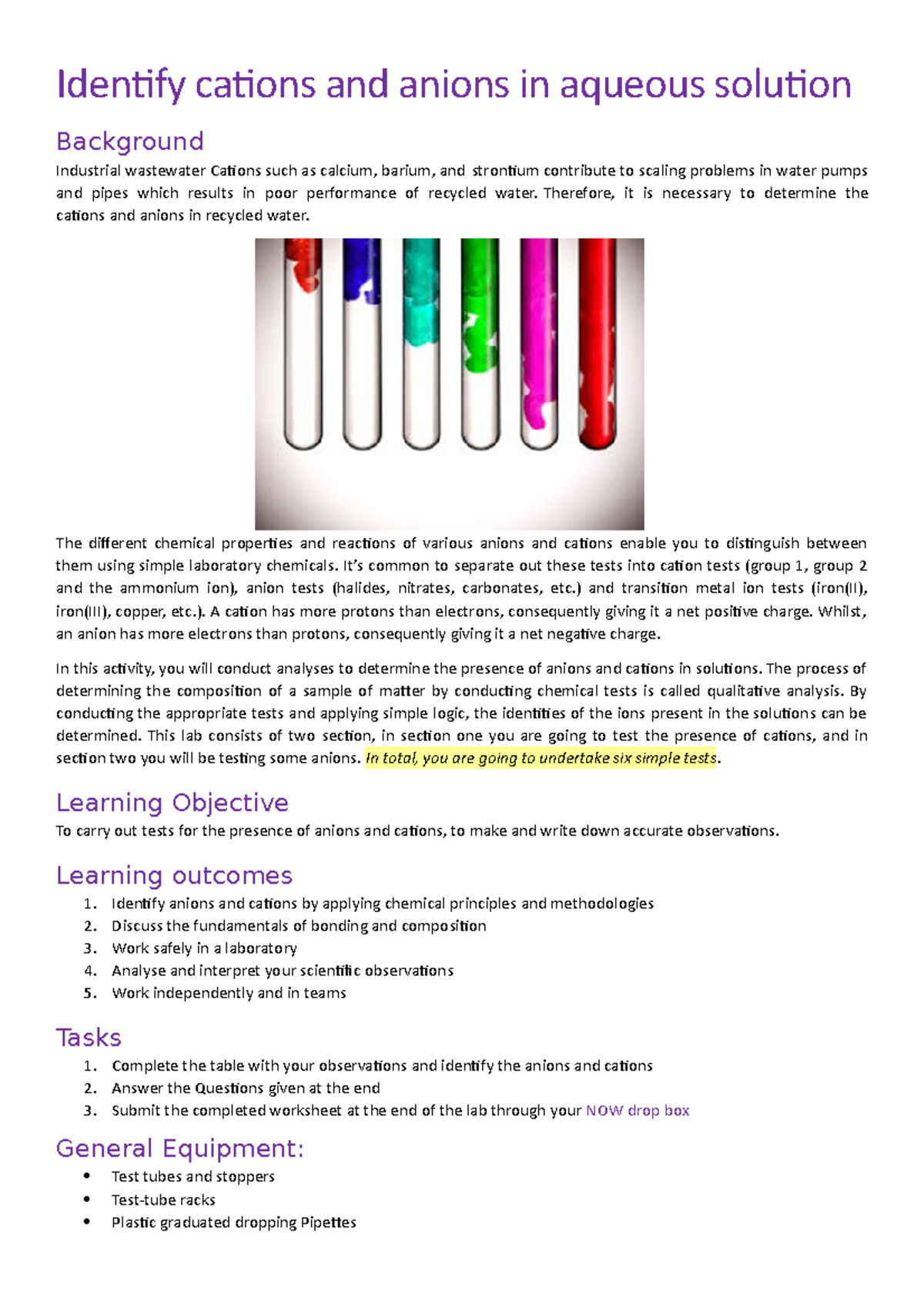 Identify cations and ani-1 - Therefore, it is necessary to determine ...